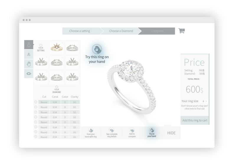 AR Button - Virtual tryon Augmented Reality for jewelry